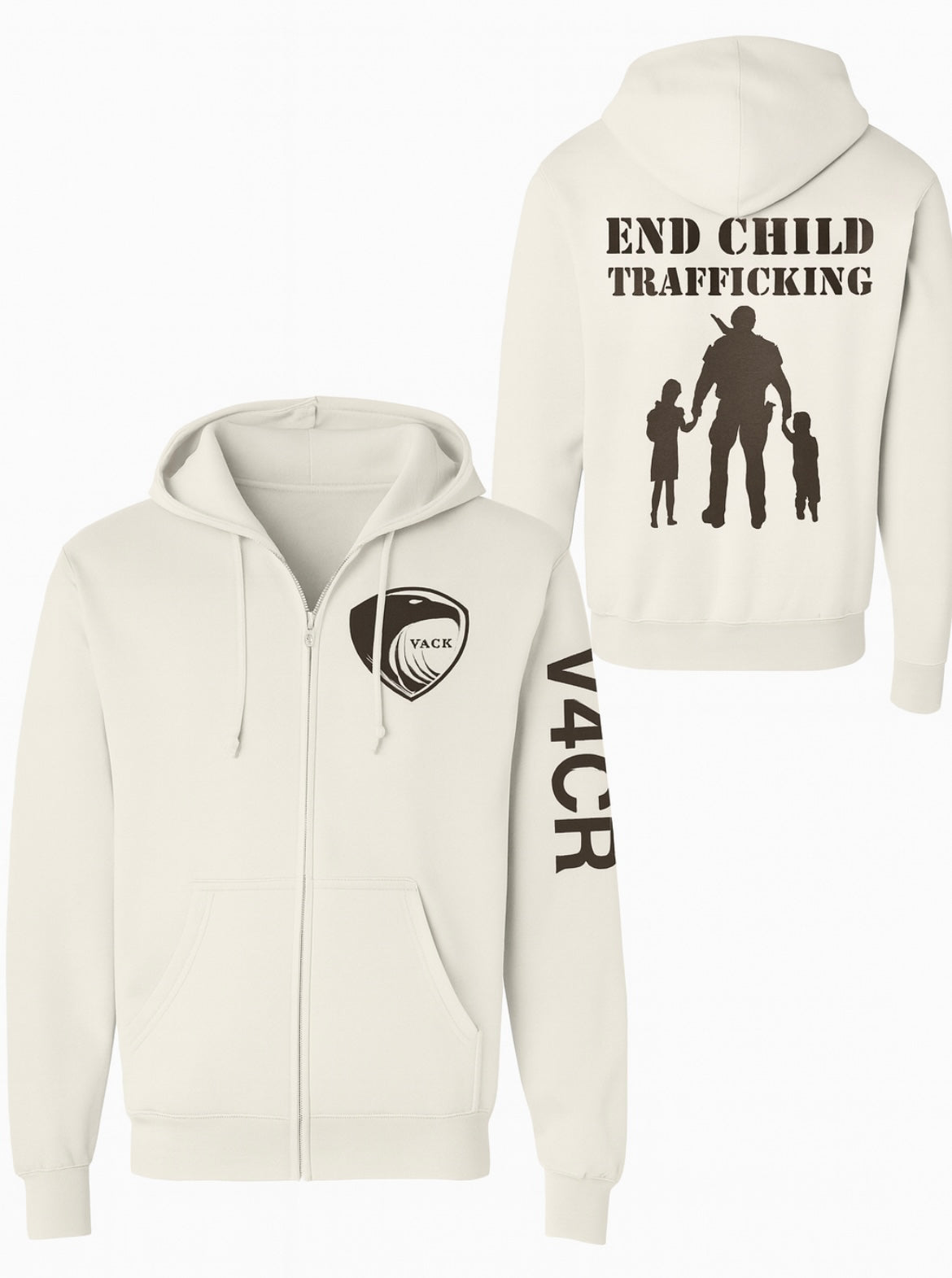 “End Child Trafficking” Zip Up Sweater – Vets 4 Child Rescue
